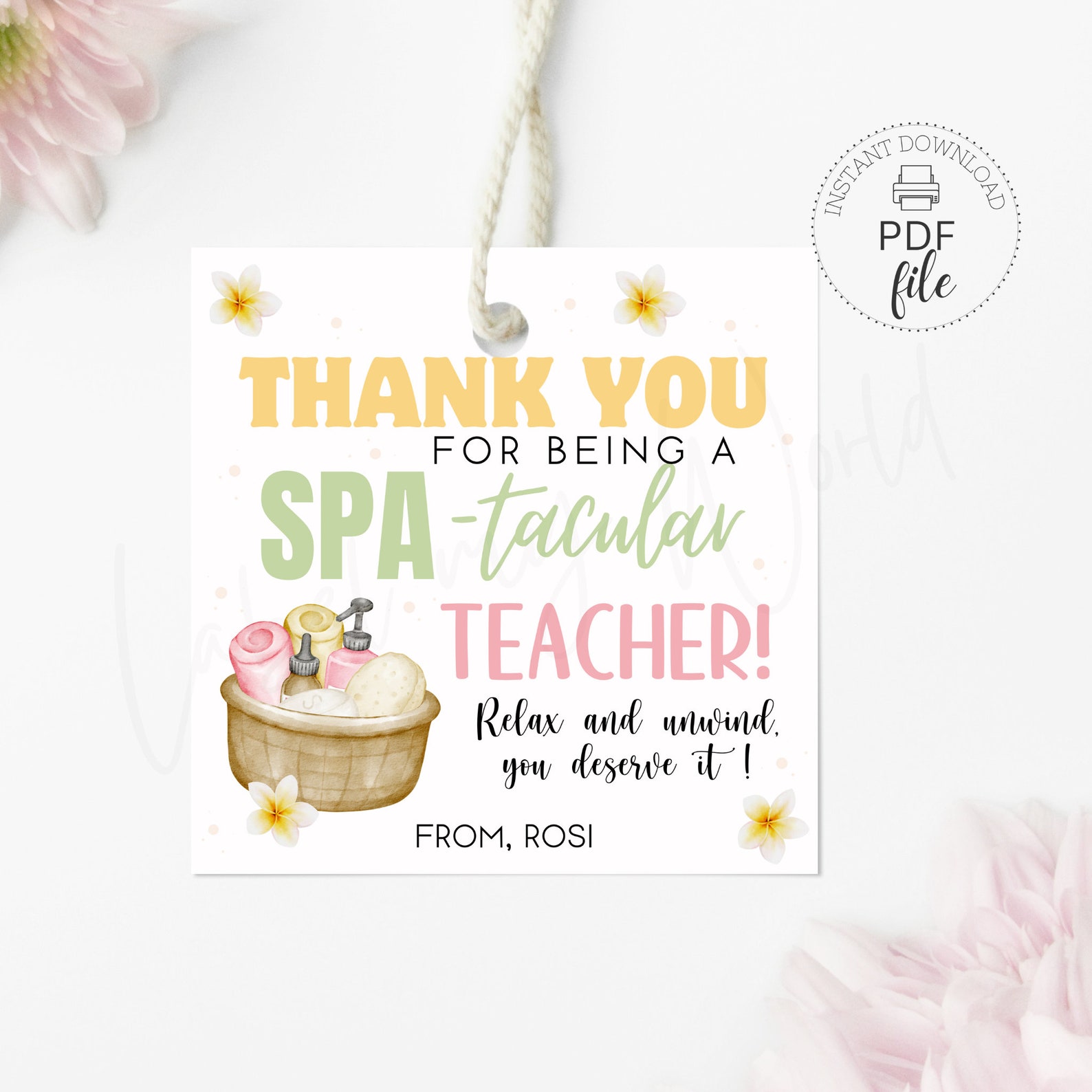 Thank You for Being Spa-tacular Gift Tag | Printable Teacher/nurse ...