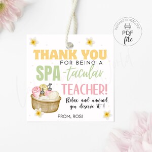 Thank You for Being Spa-tacular Gift Tag | Printable Teacher/nurse ...