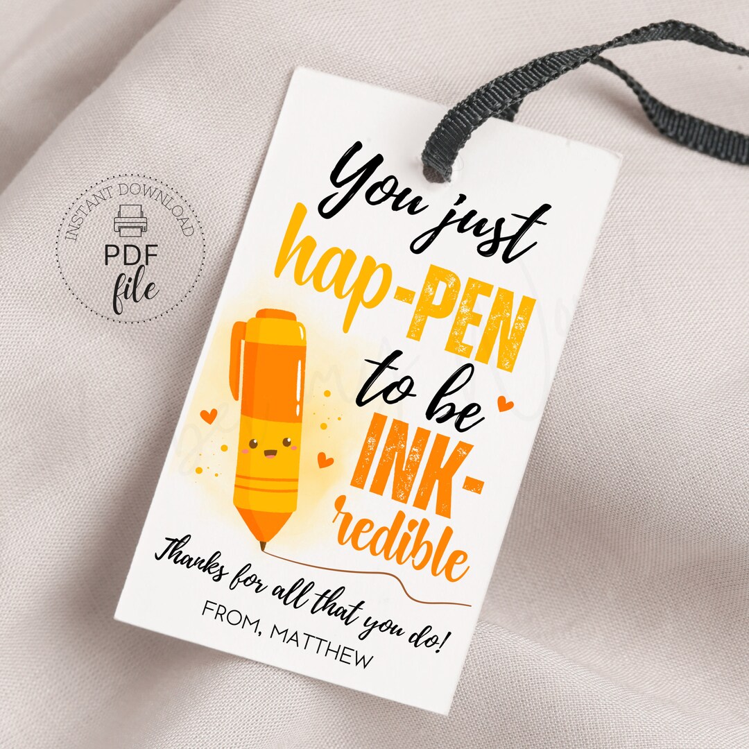 Printable Teacher Appreciation Gift Tag, Personalized You Just Happen ...