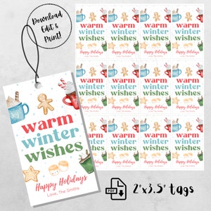 Warm Winter Wishes Gift Tag | Printable Christmas Hot Cocoa/coffee Tags ...