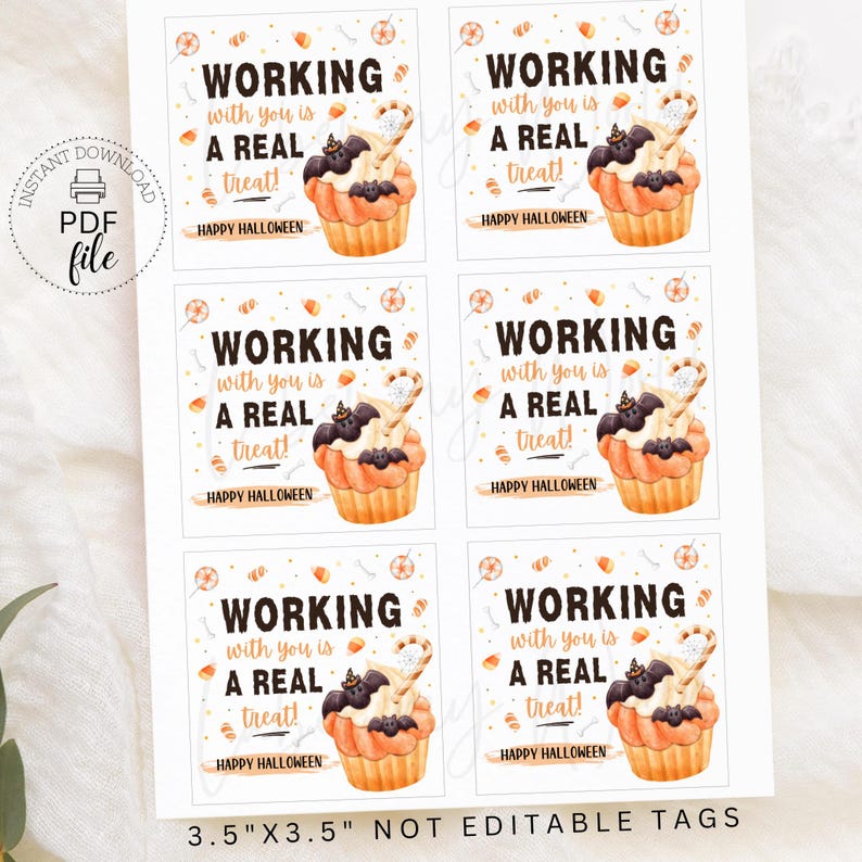 Printable Halloween Appreciation Treat Tag, Working With You is a Real ...