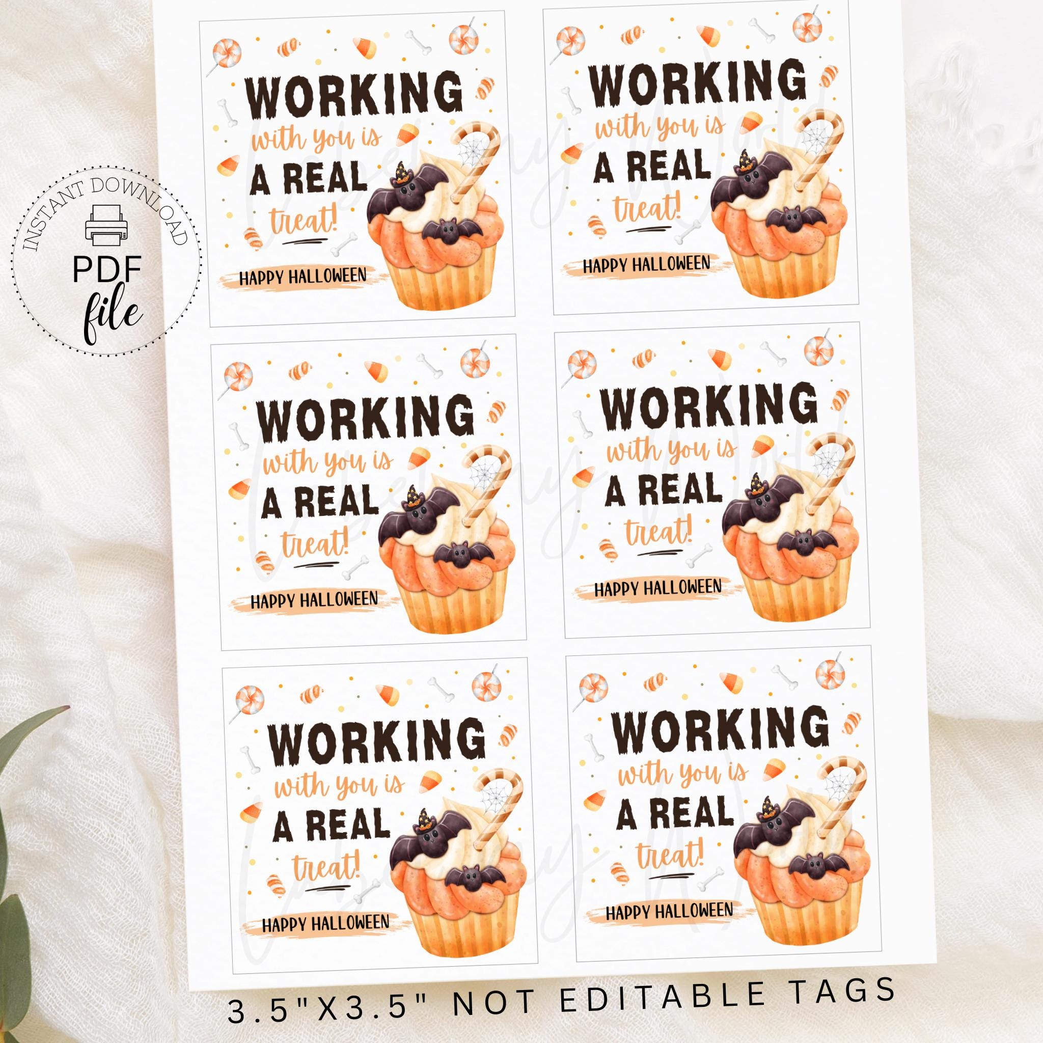 Printable Halloween Appreciation Treat Tag, Working With You is a Real ...