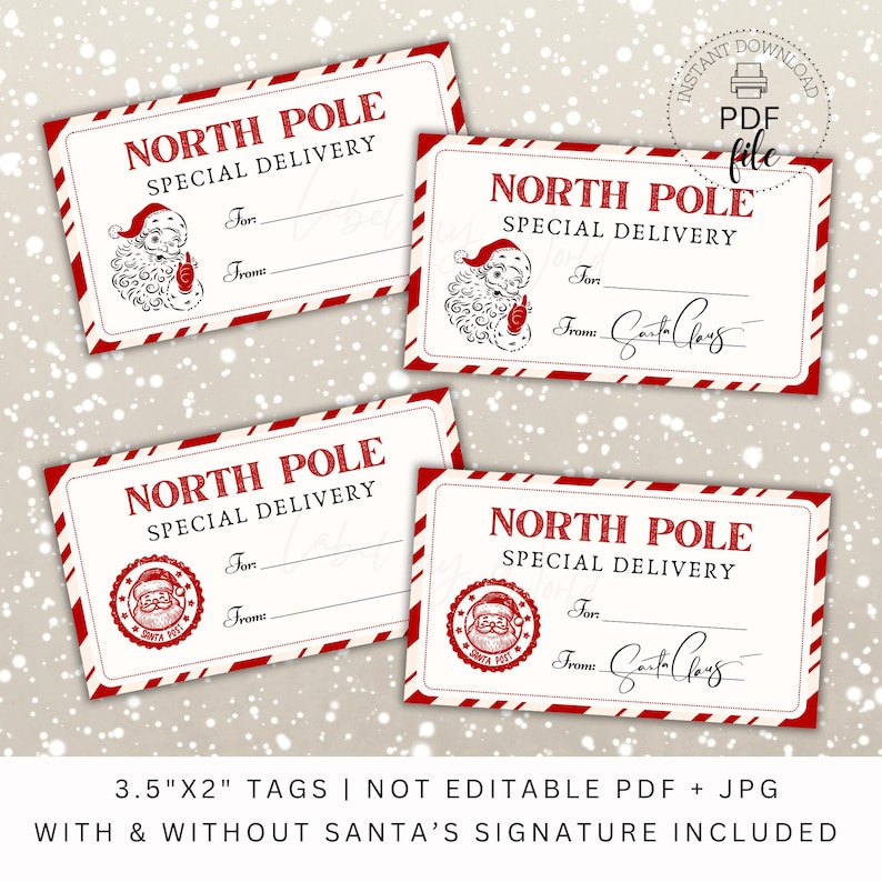 Printable From Santa Christmas Tag, North Pole Special Delivery Gift ...