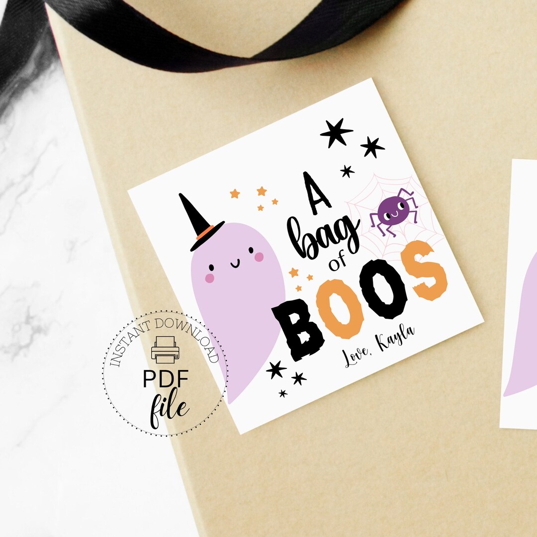A Bag of Boos Printable Gift Tags Personalized Halloween Treats/gifts ...