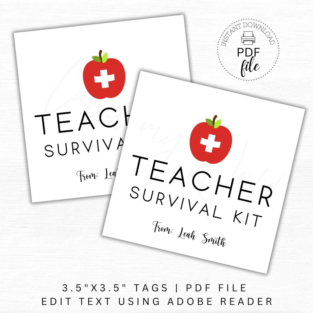 Teacher Survival Kit Tag | Printable Teacher Back to School Favor Tags ...