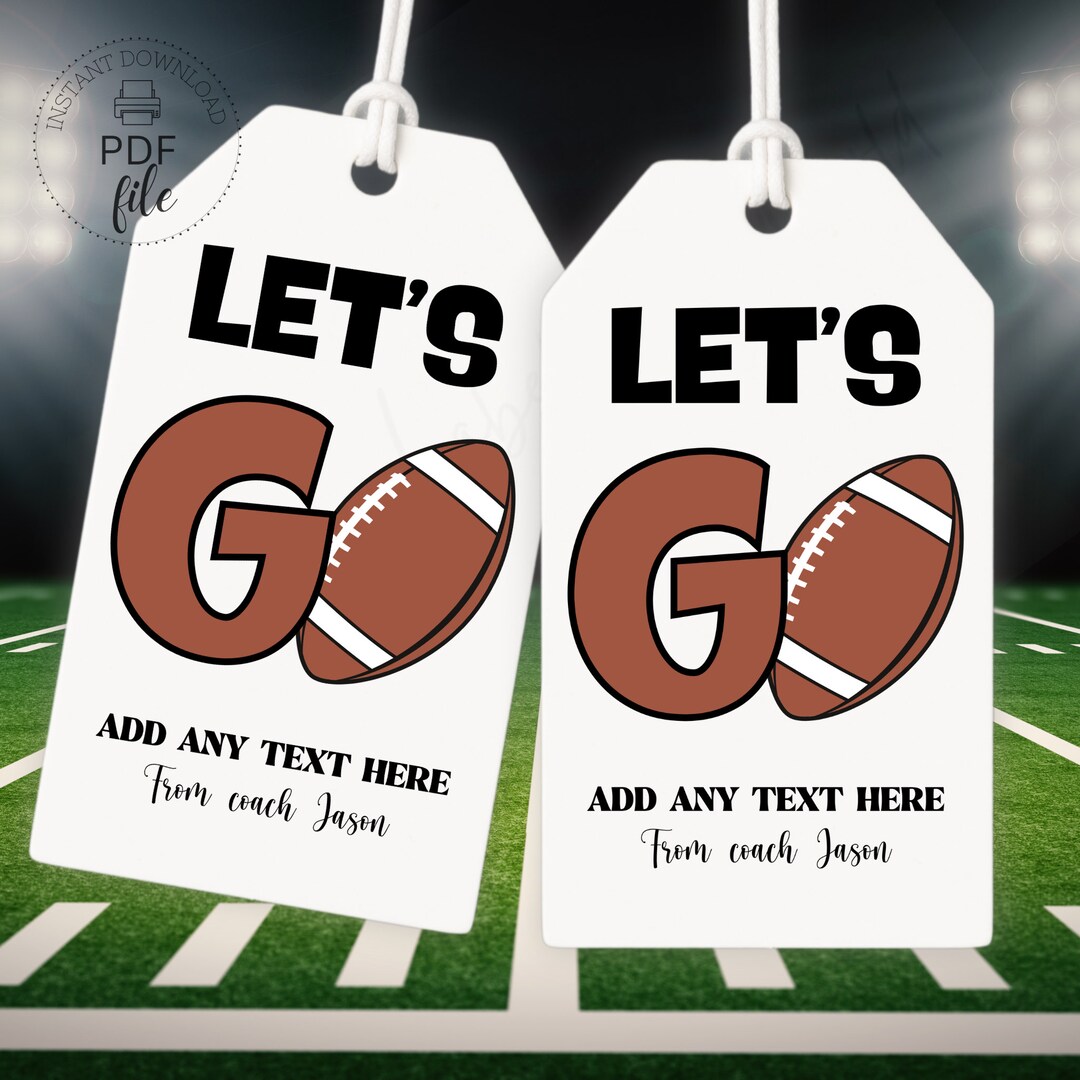 Football Team Let's Go Tag, Printable American Football Good Luck Game ...