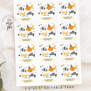 Printable Birthday Goldfish Gift Tags, Personalized It's O Fish Ally My ...