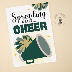 Printable Dark Green & Gold Spreading a Little Cheer Tags, Cheerleading ...
