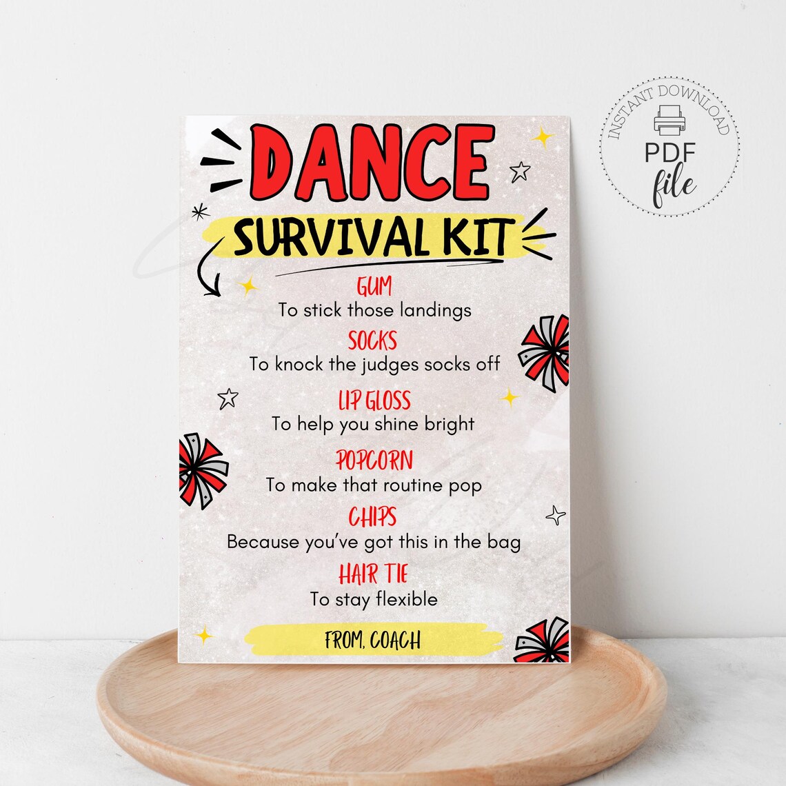 Dance Survival Kit Tag, Editable Dance Team Gift Tags, Dance ...
