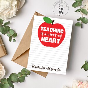 Teacher Appreciation Gift Card Holder Template, Printable Teaching is a ...