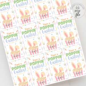 Printable Popcorn Easter Favor Tag, Personalized Have a Poppin' Easter ...