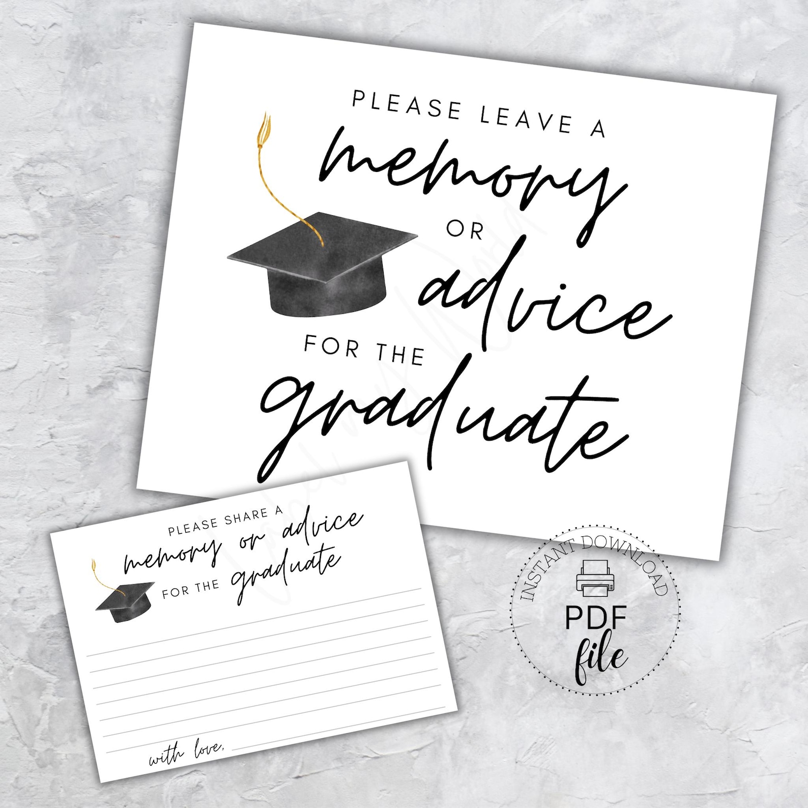Printable Memories and Advice Graduation Sign, Please Leave a Memory or ...