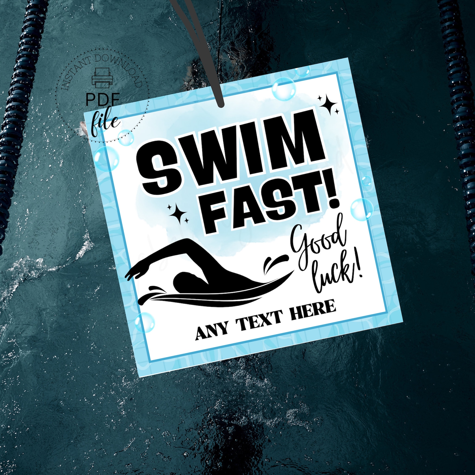 Printable Swim Fast Tags | Personalized Swimming Competition Good Luck ...