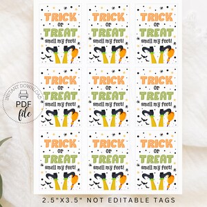 Printable Trick or Treat Smell My Feet Halloween Gift Tag, School ...