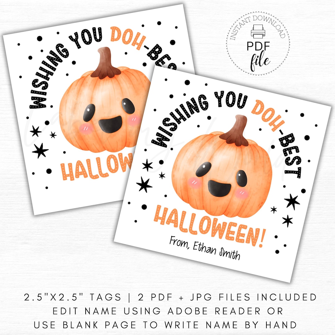 Printable Playdough Halloween Tag, Wishing You Doh-best Halloween ...