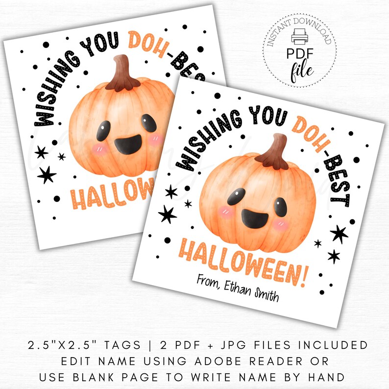 Printable Playdough Halloween Tag, Wishing You Doh-best Halloween ...