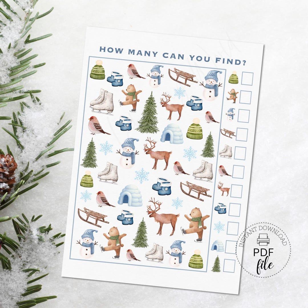 Winter I Spy Game, How Many Can You Find Winter Break Activity for Kids ...