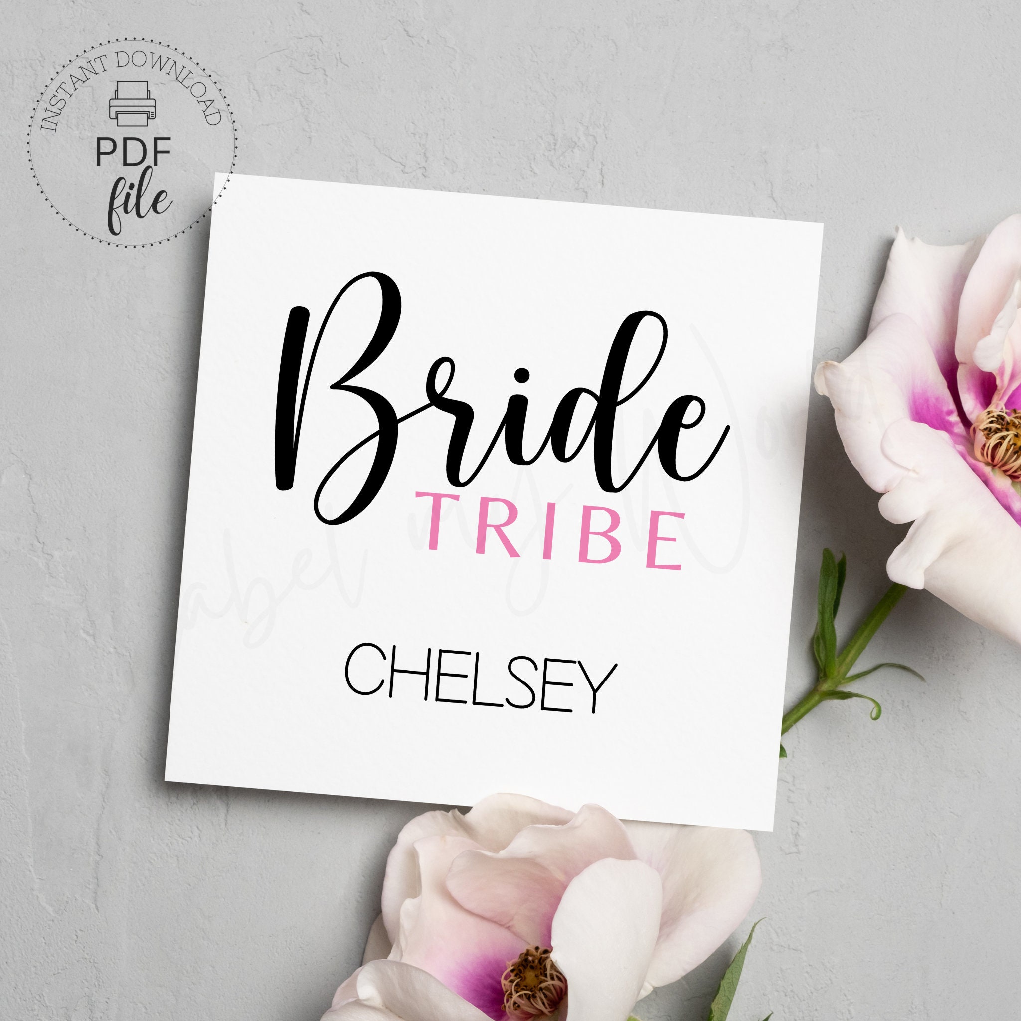 Bride Tribe Editable Name Tags | Personalized Bachelorette Party Favors ...