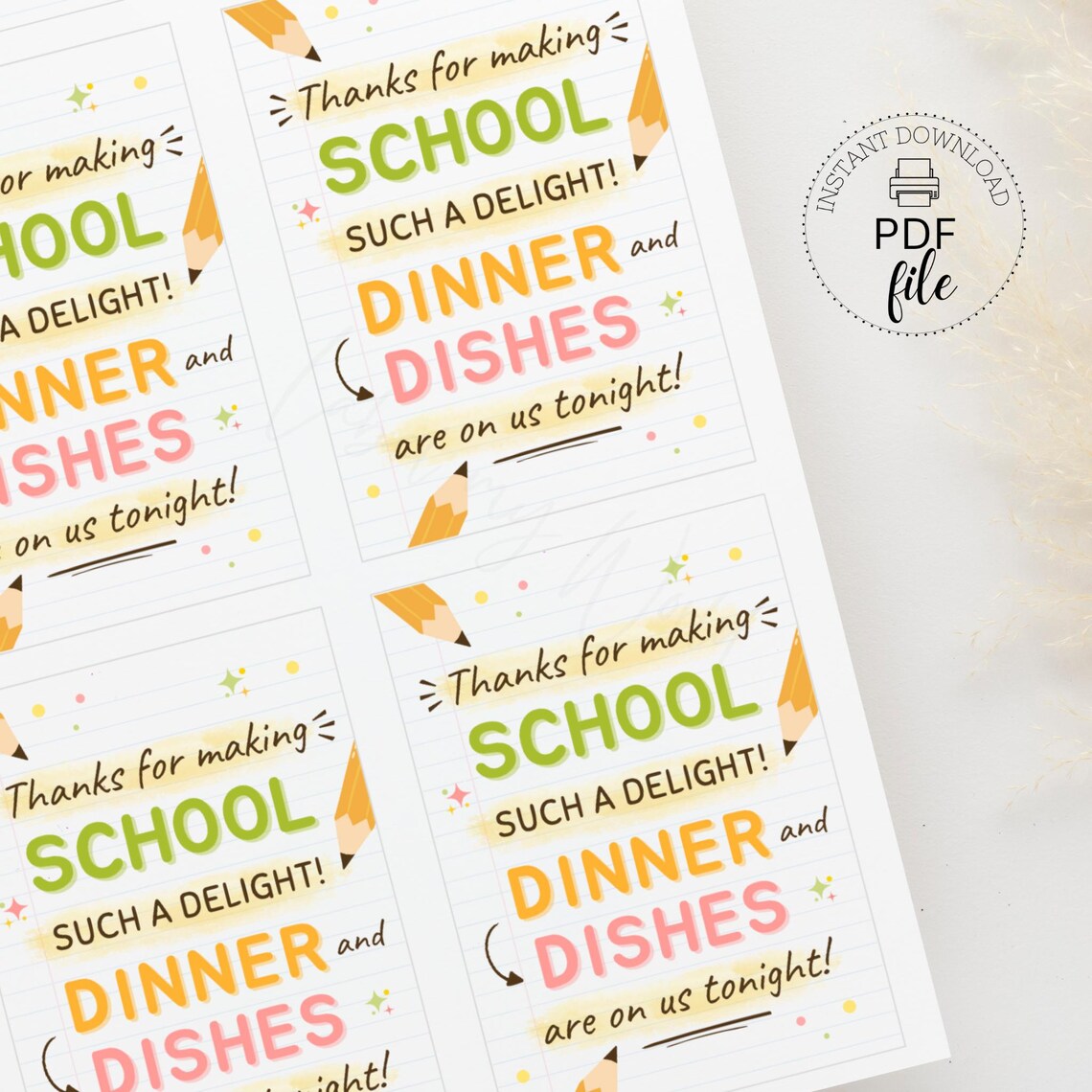 Printable School Staff Meal Appreciation Gift Tag, Thanks for Making ...