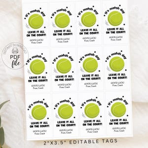 Printable Tennis Match Day/tournament Tags | Personalized Tennis Team ...