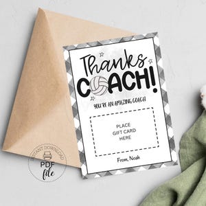 Printable Volleyball Thanks Coach Gift Card Holder, Coach Appreciation ...
