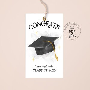 Printable Congrats Class of 20XX Tags, Personalized Graduation Black ...