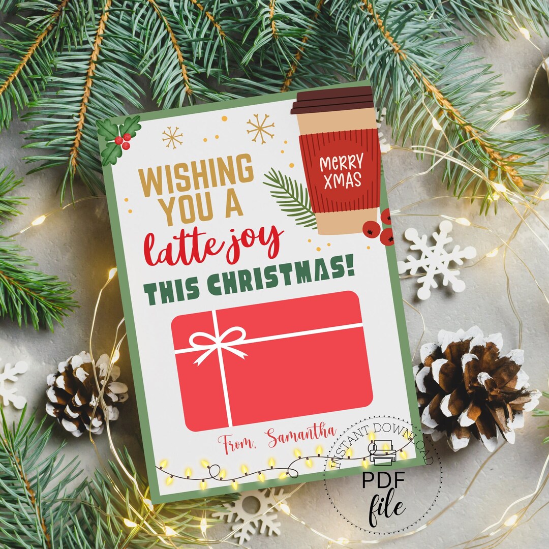 Printable Christmas Coffee Gift Card Holder Template Wishing You A ...