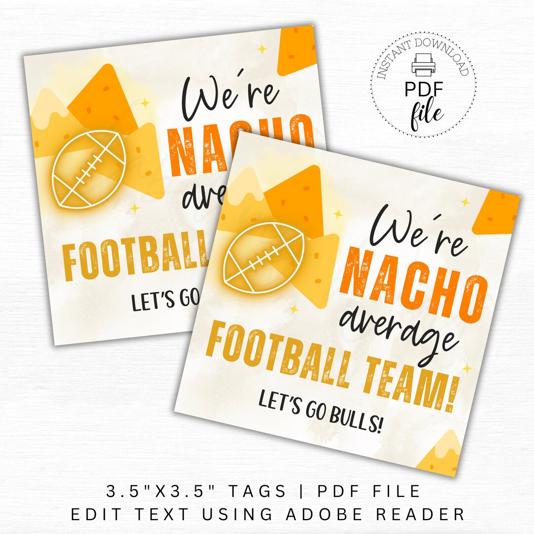 Printable Football Nacho Chips Tag, Personalized We're NACHO Average ...