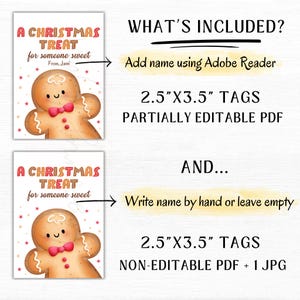 Printable Gingerbread Man Gift Tag, Personalized Christmas Treat for ...