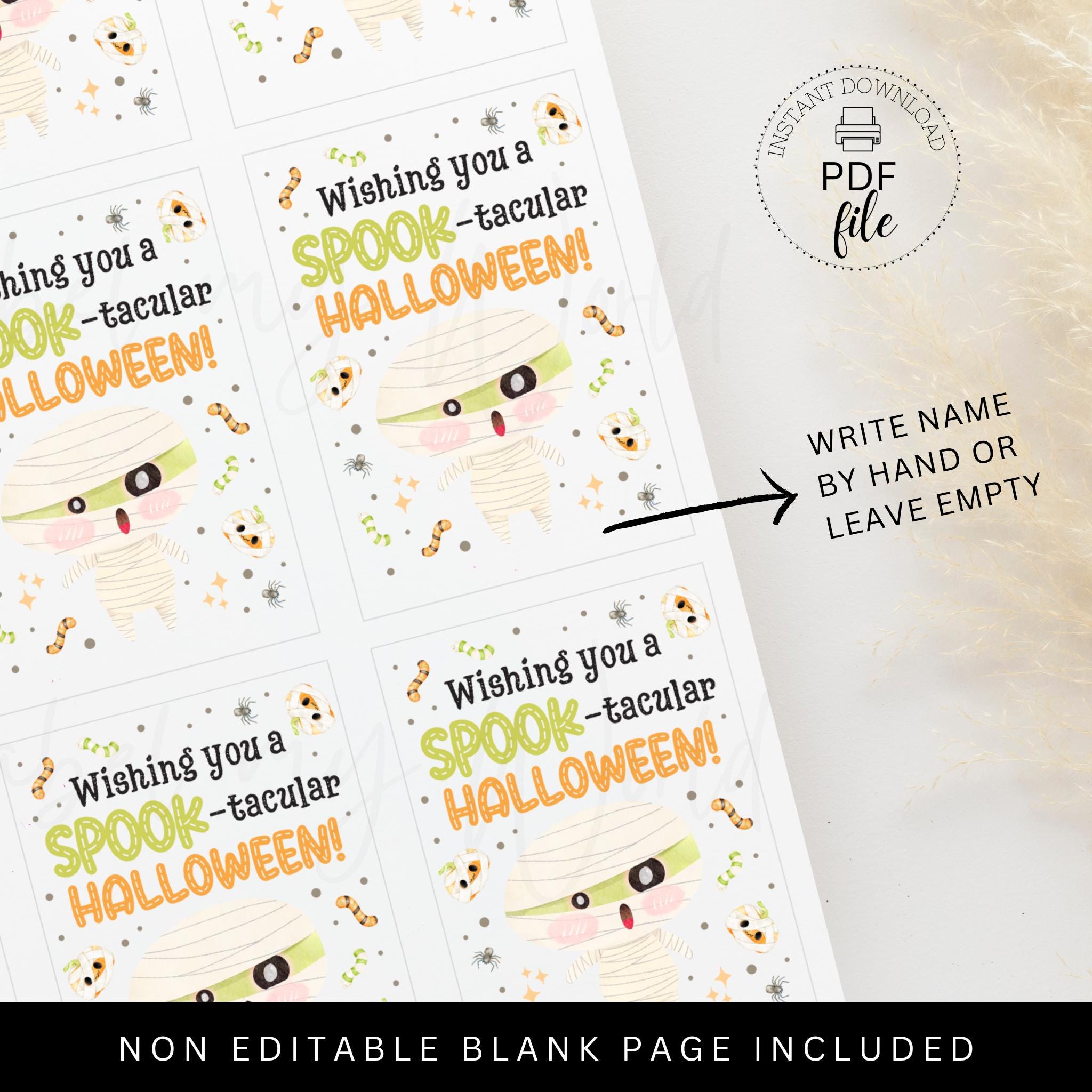 Printable Mummy Halloween Treat Tag, Wishing You a Spook-tacular ...