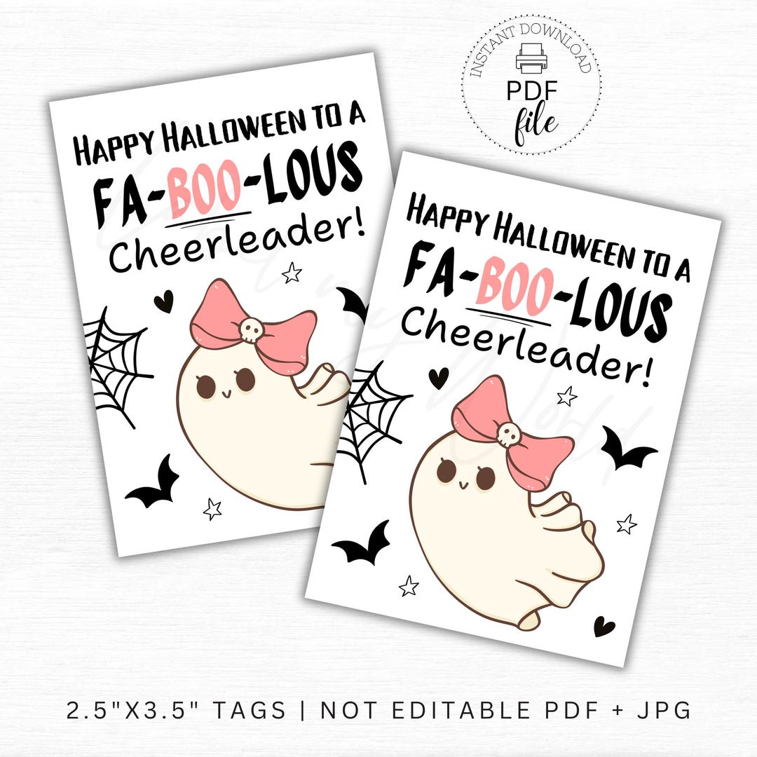 Printable Happy Halloween to a Faboolous Cheerleader Treat Tag ...