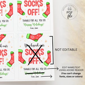 Printable Christmas Socks Tag, Personalized You Knock Our Socks off 2.5 ...
