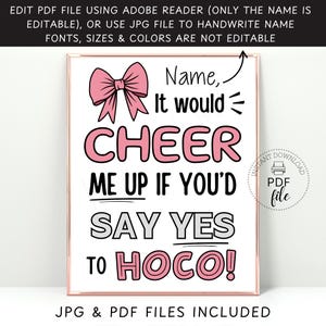 Cheer Me up Homecoming Proposal Sign, Printable Cheerleader HOCO Poster ...