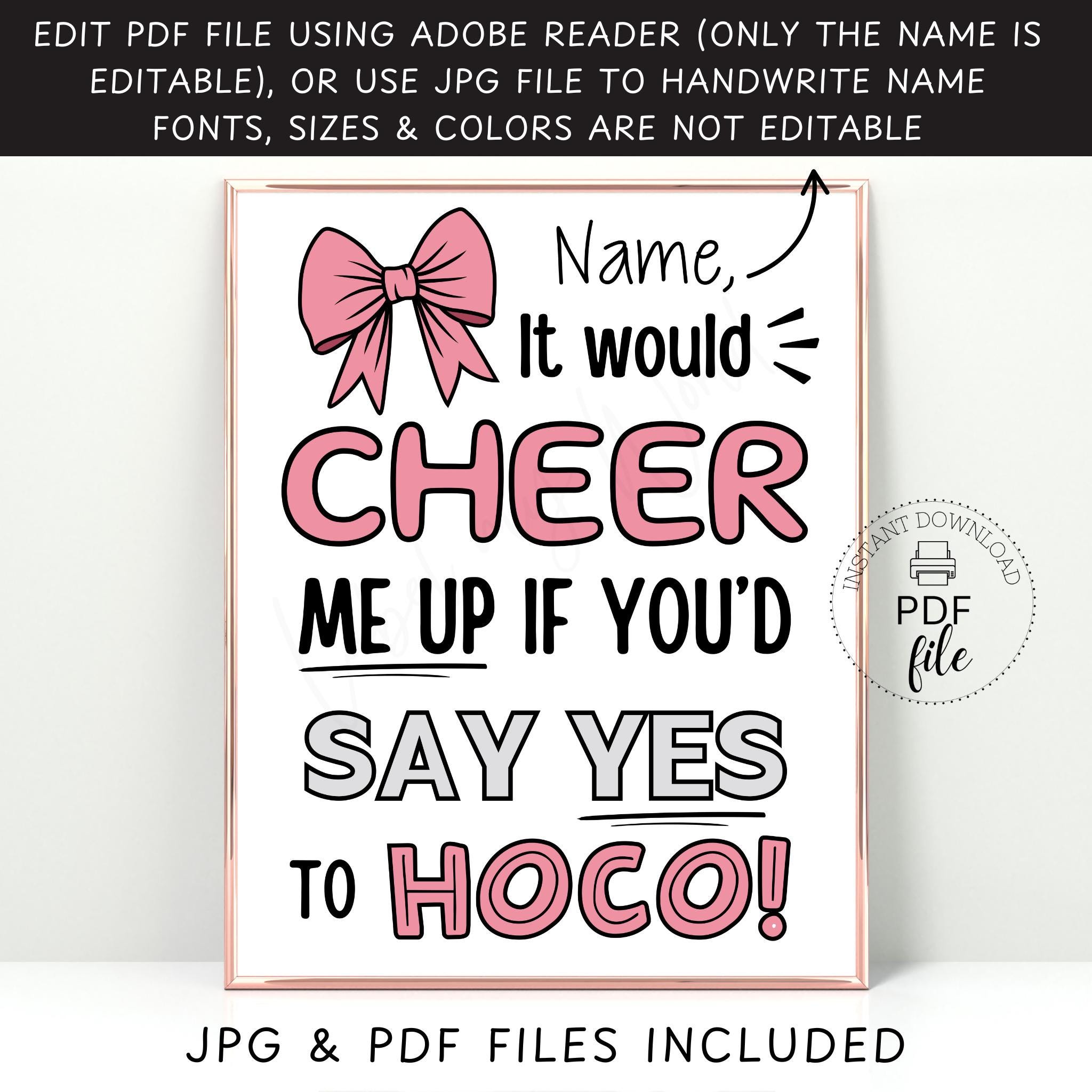 Cheer Me up Homecoming Proposal Sign, Printable Cheerleader HOCO Poster ...