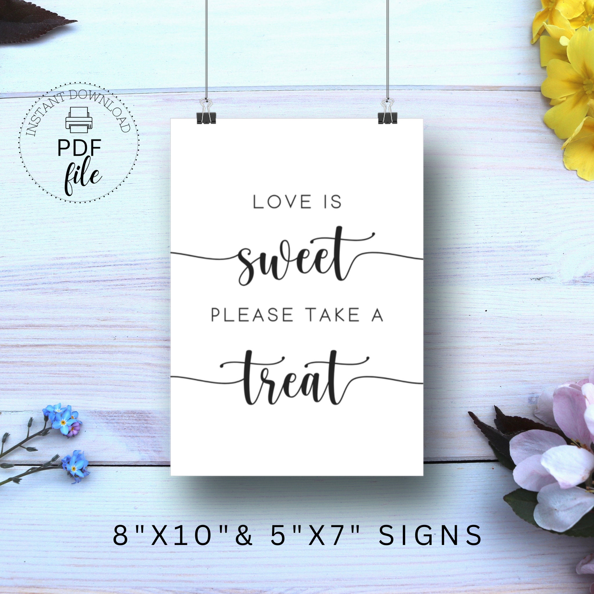 Printable Wedding Table Sign PDF Template Love is Sweet - Etsy