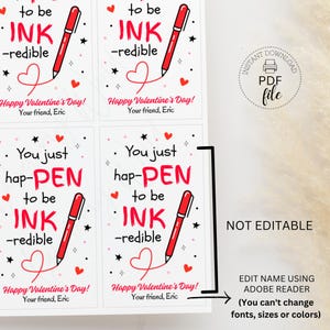 Printable Valentines Pen Gift Tag, Non-candy Personalized You Just Hap ...