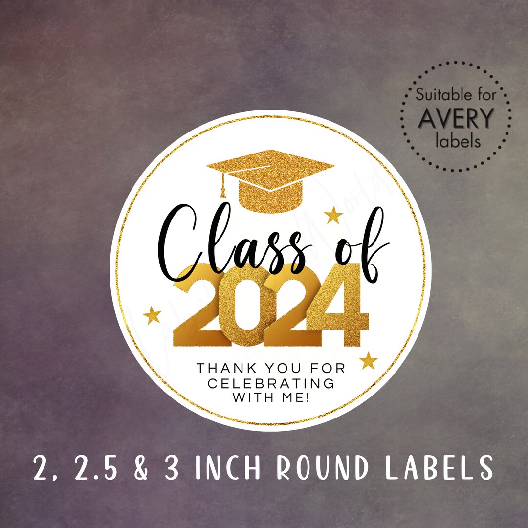 Class of 2024 Grad Party Favor Stickers Printable Thank You Gift Tags ...