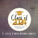 Class of 2024 Grad Party Favor Stickers Printable Thank You Gift Tags ...