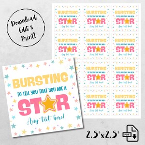 Bursting to Tell You That You're a Star Gift Tag | Personalized ...