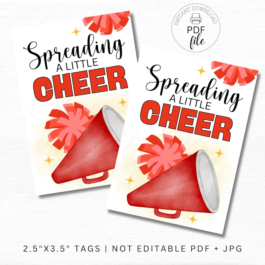 Printable Spreading a Little Cheer Tags, Cheerleading/dance Good Luck 2 ...