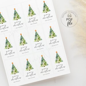 Merry Christmas Gift Tag | Printable Christmas Tree Favor Tag ...