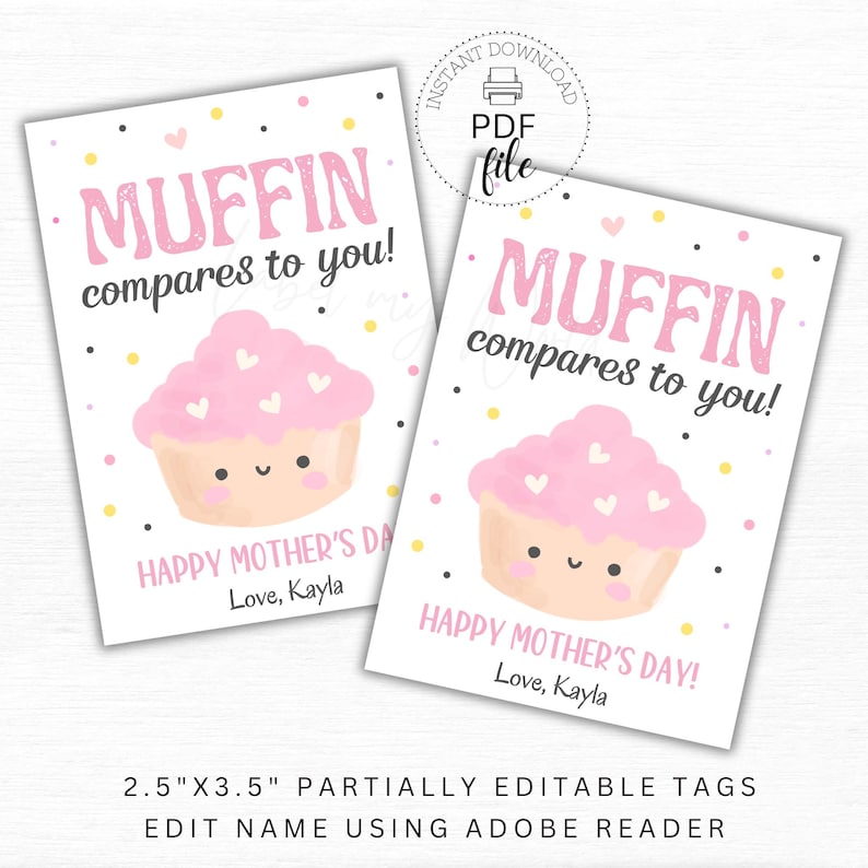 Printable Mother's Day Muffin Gift Tag, Muffin Compares to You ...