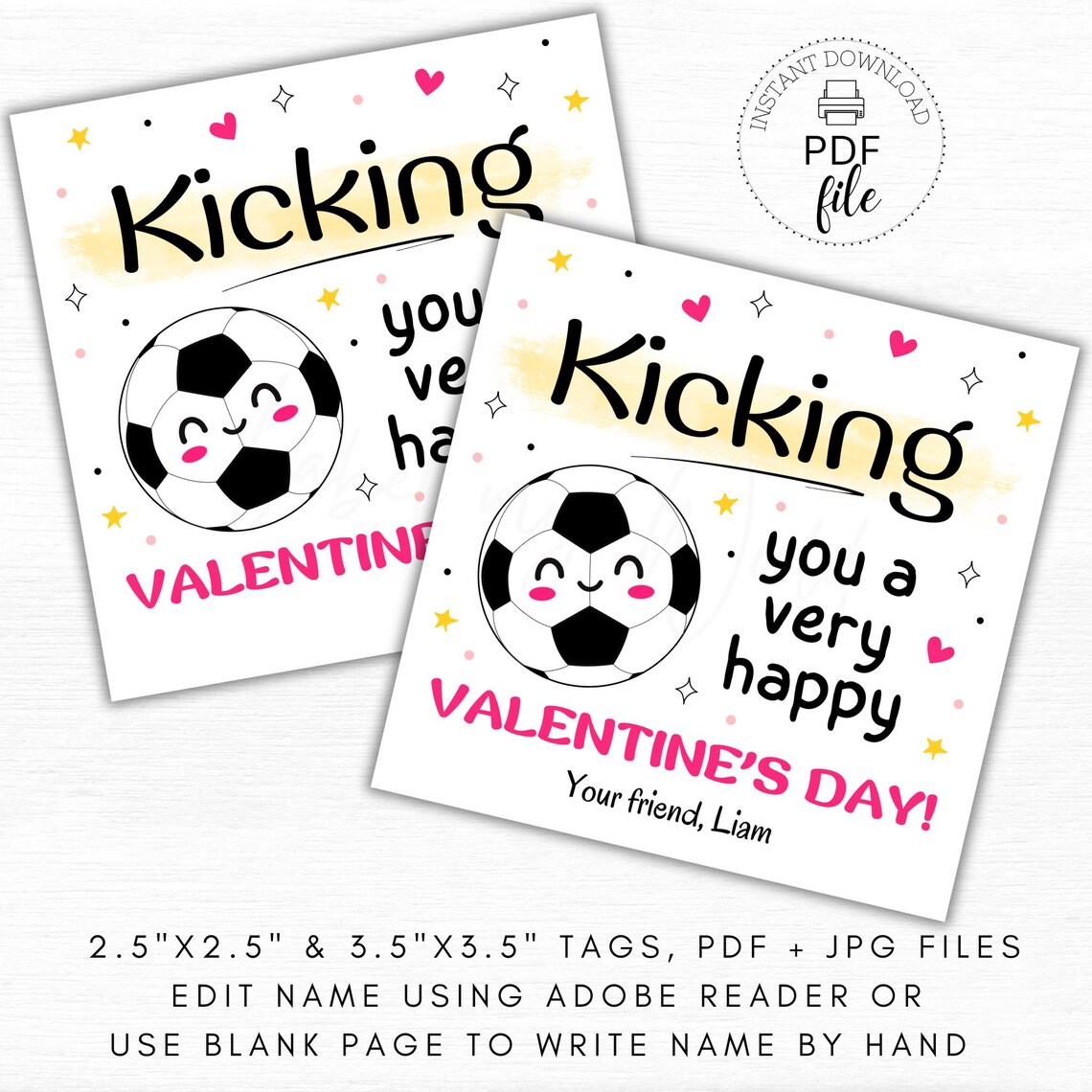 Printable Soccer Gift Tag, Kicking You a Very Happy Valentine's Day 2.5 ...