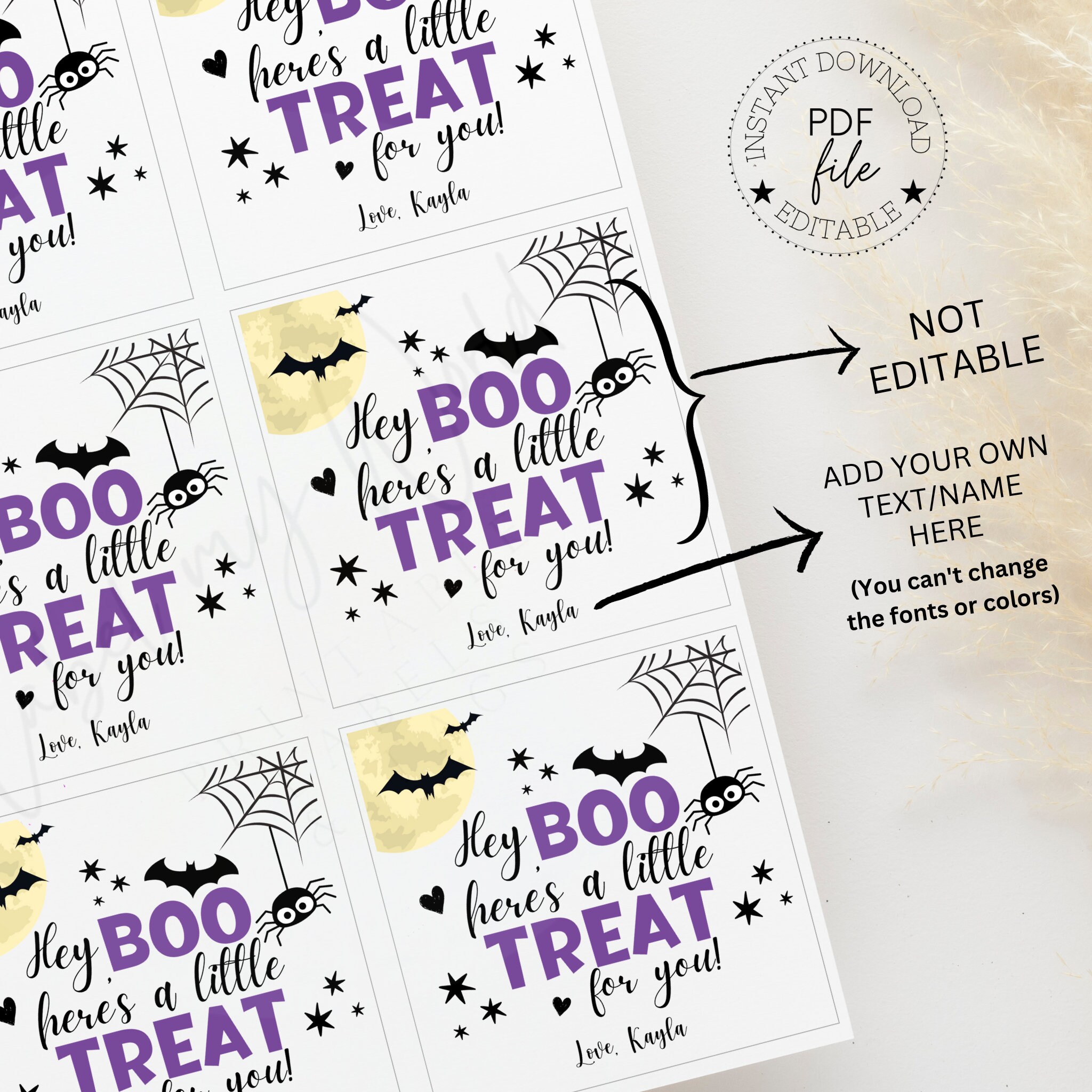Hey BOO Here's a Little Treat for You Printable Tags Personalized ...