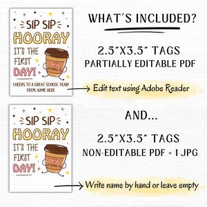 Coffee Teacher Back to School Printable Treat Tag, Sip Sip Hooray It's ...