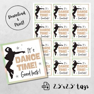 Dance Good Luck Gift Tags, Printable It's Dance Time Good Luck Favor ...