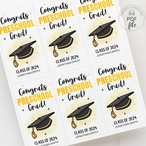 Printable Congrats Preschool Grad Tags, Personalized Class of 20XX ...