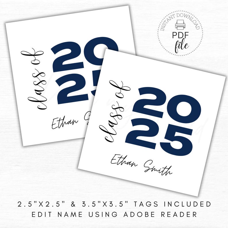 Printable Class of 2025 Gift Tag, Personalized Grad Party Favor Tag ...