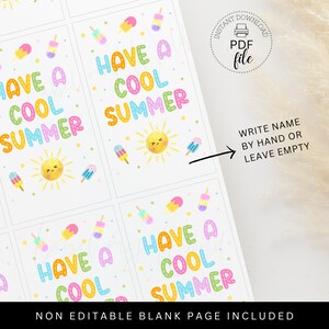 Have a Cool Summer Printable Gift Tag, End of School Year Personalized ...