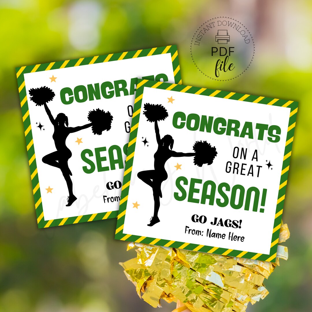 Printable Cheer Congrats on a Great Season Tags Personalized End of ...